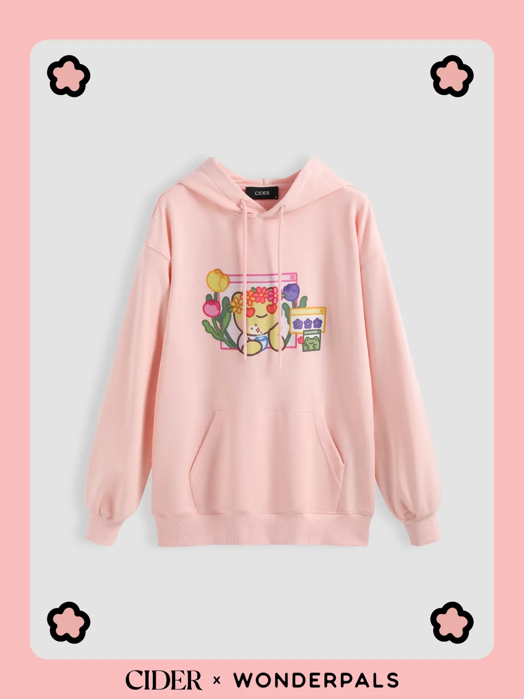Cider X WonderPals Unisex Internet Star Pink Hoodie - Cider