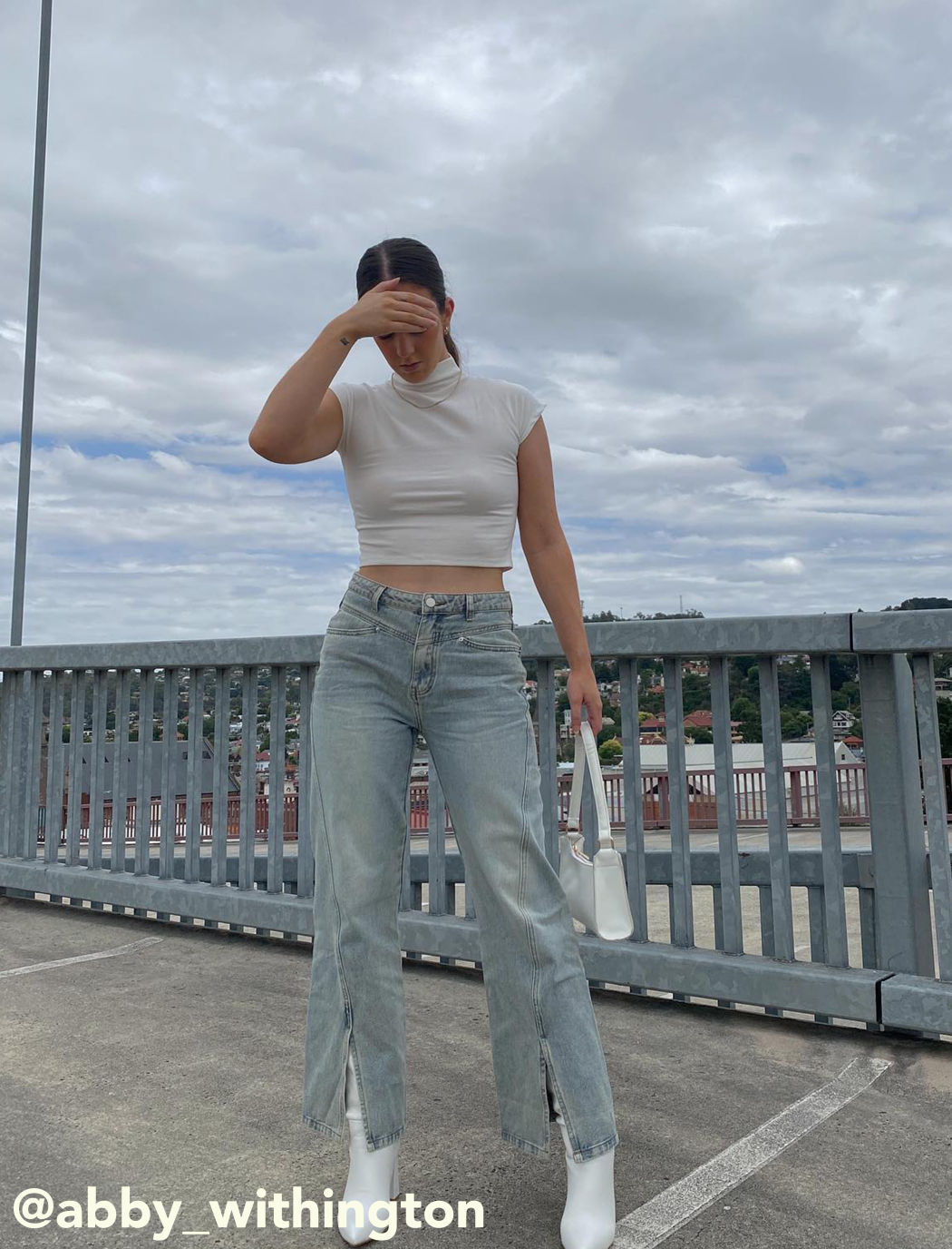 Denim Stitching Slit Detail Jeans - Cider