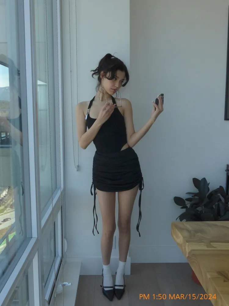 Ruched Drawstring Mini Skort For Daily Casual Date