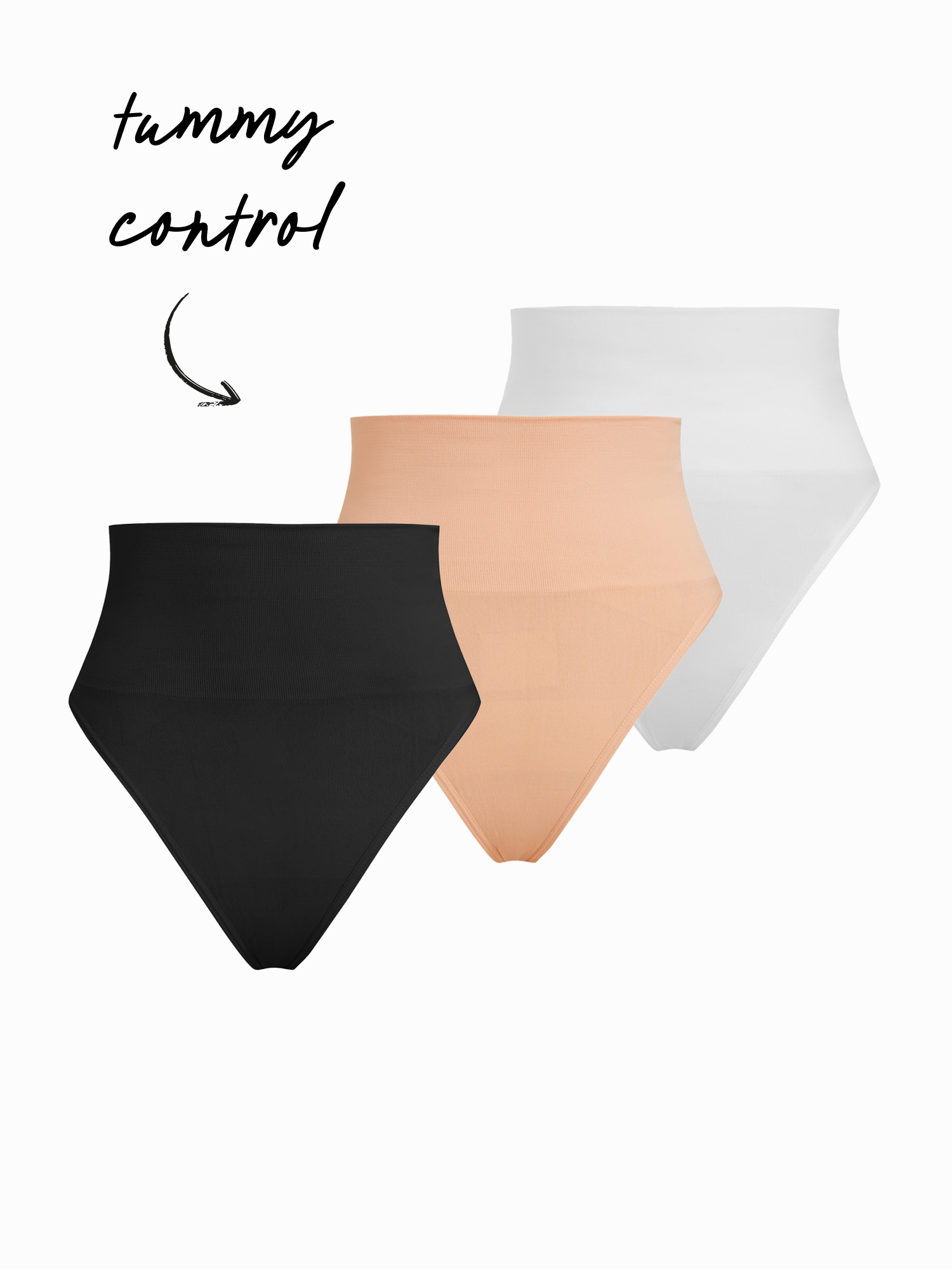 Knit Fabric Tummy Control 3PCS High Rise Brief For Bedroom